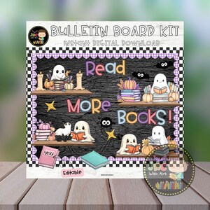 Reading Halloween Bulletin Board Kit October Fall Door Decor Editable ...