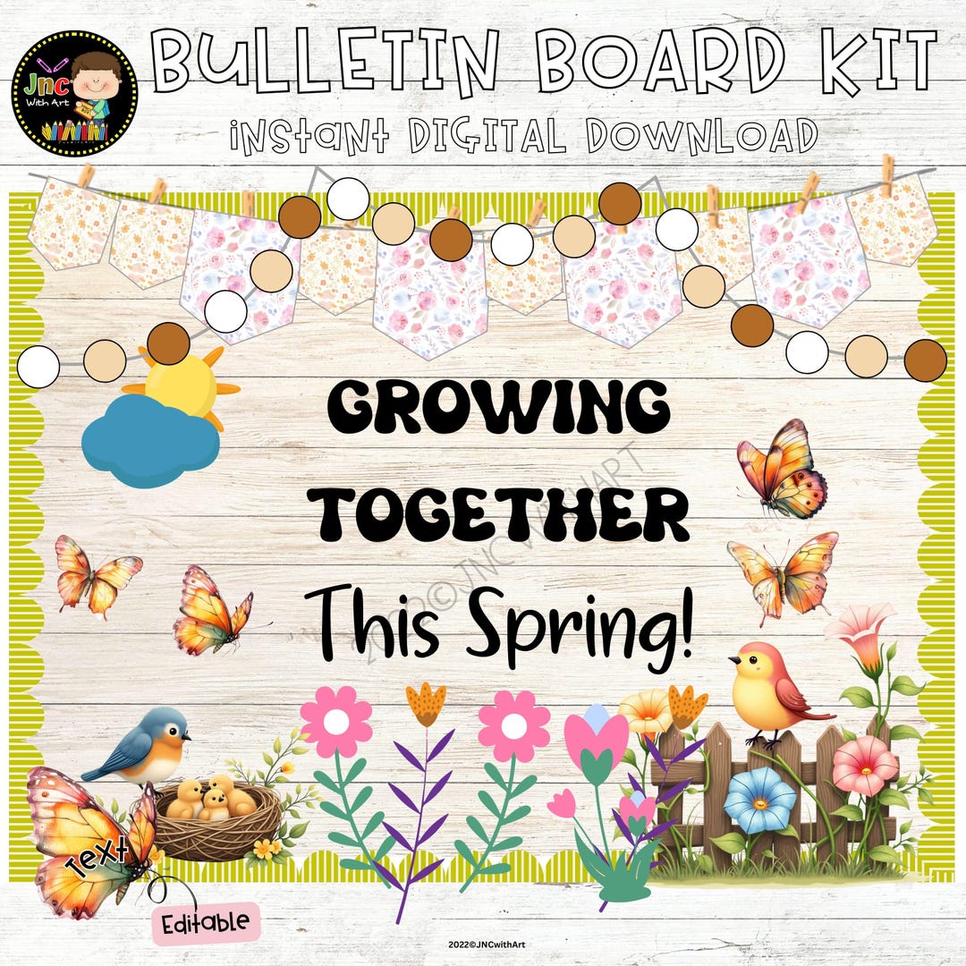 Growing Together This Spring Bulletin Board Kit |classroom Door Decor ...