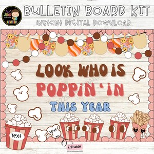Back to School Popcorn Bulletin Board Kit Door Decor Editable - Etsy