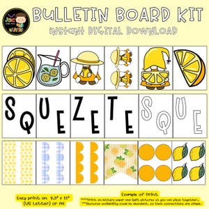 Squeeze the Day Lemon Gnome Bulletin Board Kit – Editable Summer ...