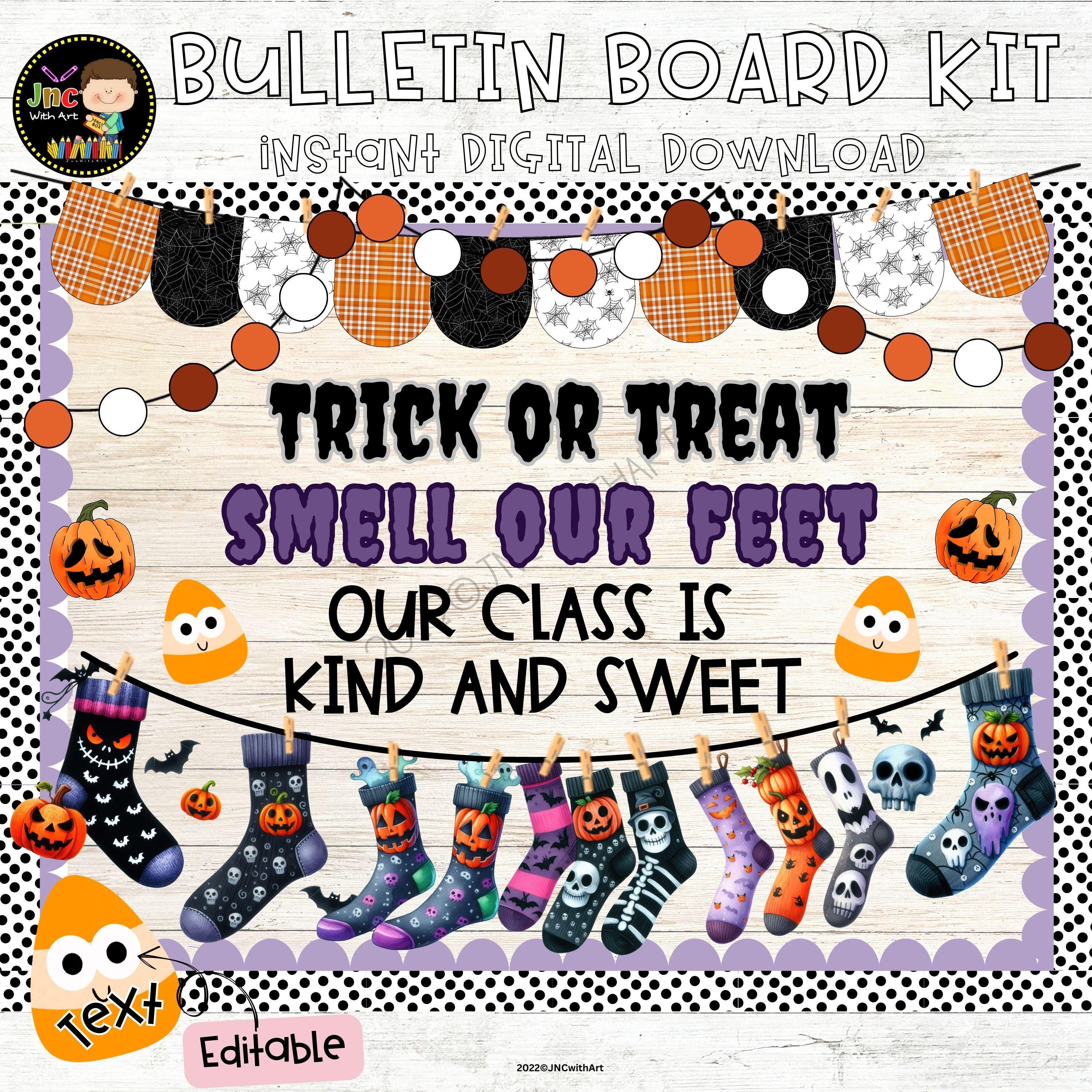 Halloween Bulletin Board Kit Trick or Treat Smell Our Feet Door Decor ...