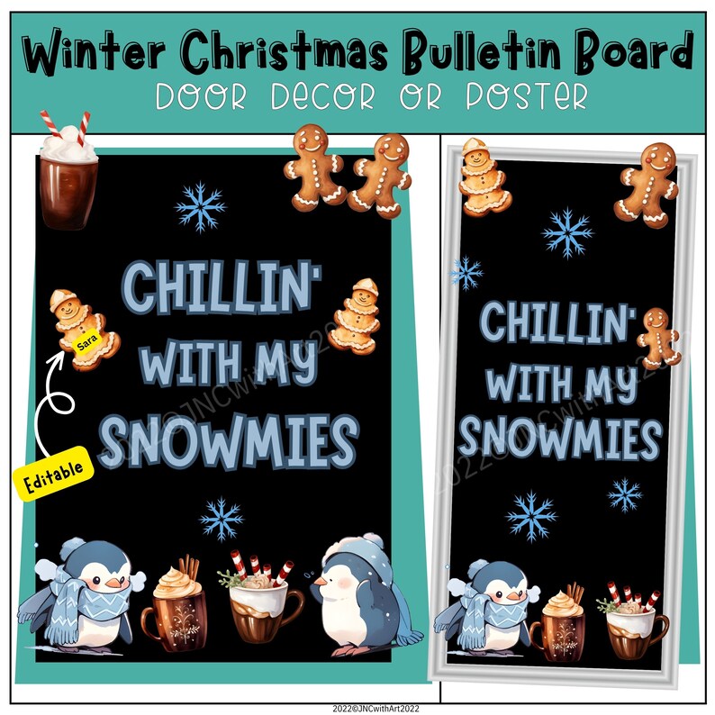 Winter Coffee Bulletin Board Ideas , December January Door Decor ...