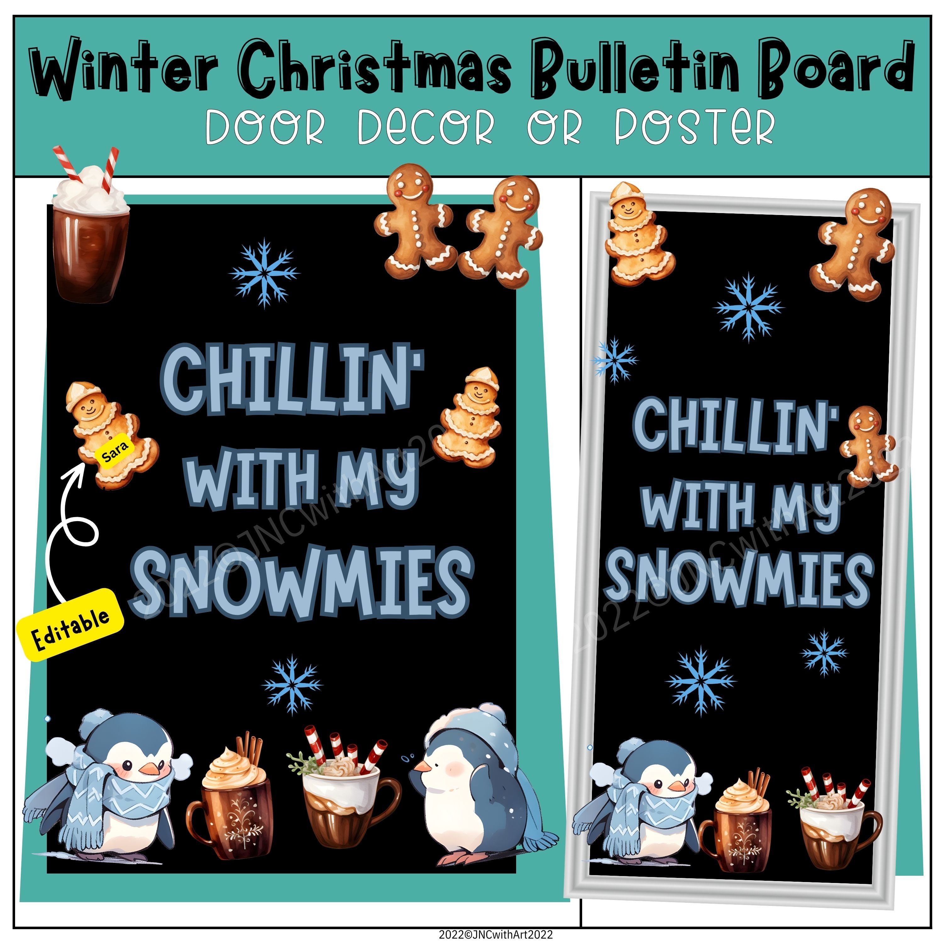 Winter Coffee Bulletin Board Ideas , December January Door Decor ...