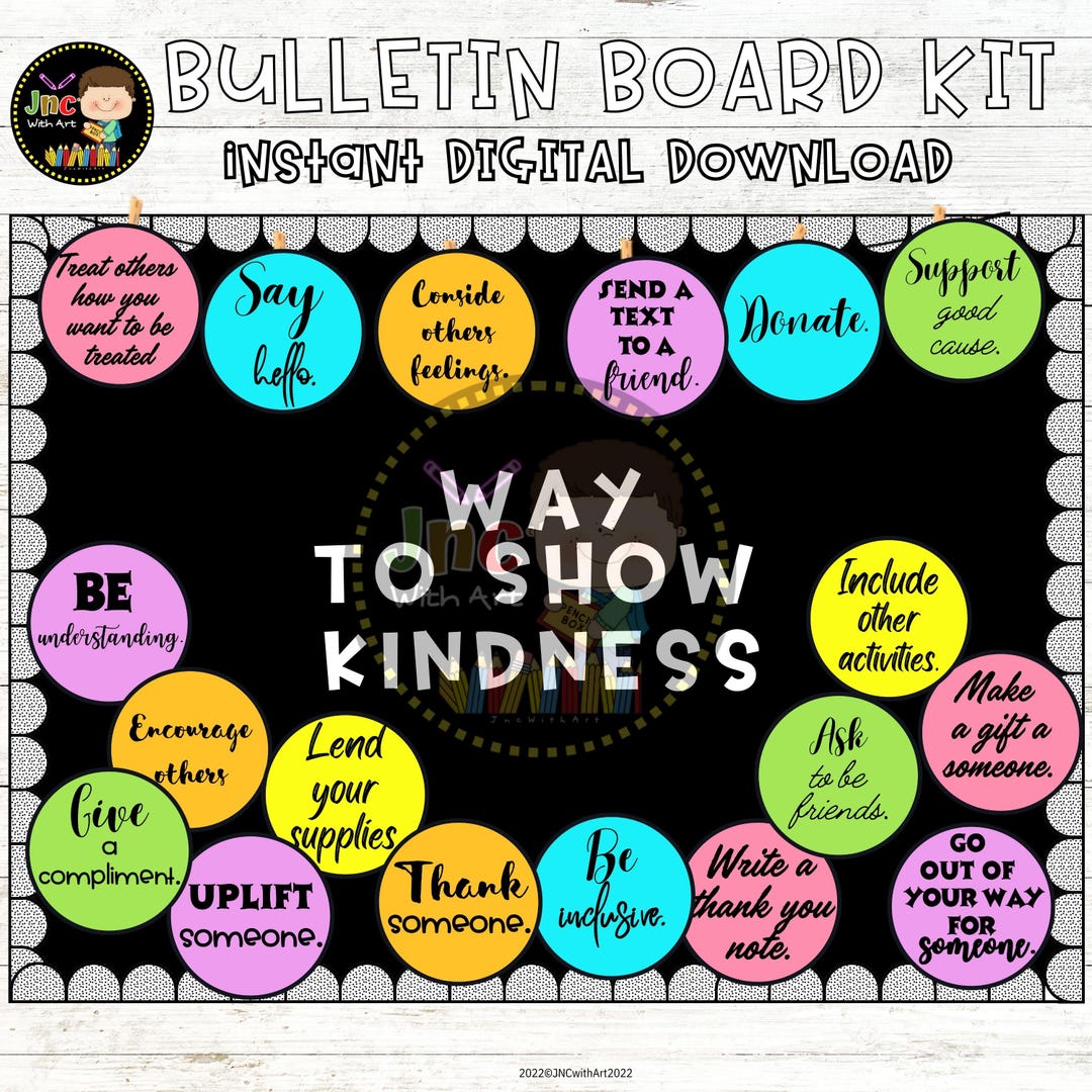 Kindness Bulletin Board Kit Posters Ways to Be Kind Classroom Decor ...