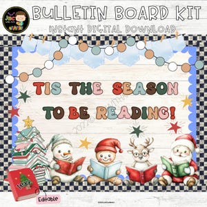 Christmas Reading Bulletin Board Kit Holiday Library Classroom Door ...