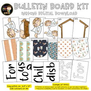 Nativity Bulletin Board Christmas Church Kit Bible Verse Christian Door ...