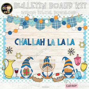 Hanukkah Gnome Bulletin Board Kit December Shine Bright Door Decor ...