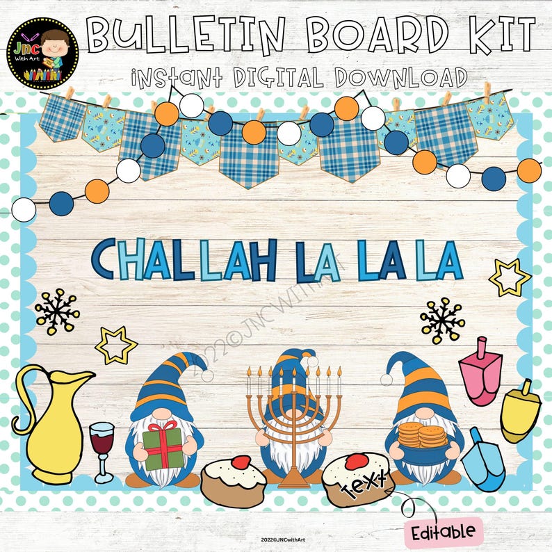 Hanukkah Gnome Bulletin Board Kit December Shine Bright Door Decor ...