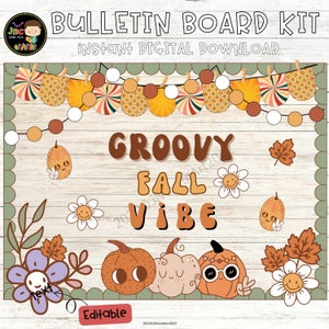 Groovy Fall Bulletin Board Kit | in Our Fall Era | Classroom Door Decor ...