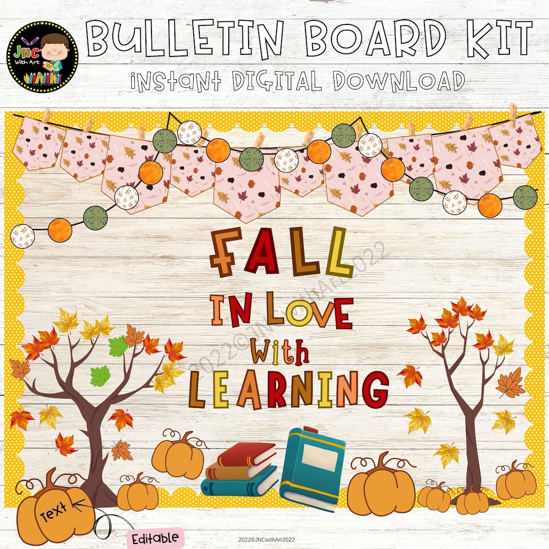 Fall in Love With Learning Bulletin Board Kit Door Decor Editable - Etsy