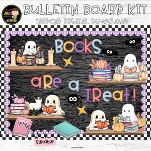 Reading Halloween Bulletin Board Kit October Fall Door Decor Editable ...