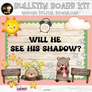 Groundhog Day Bulletin Board Kit Activity February Classroom Decor ...