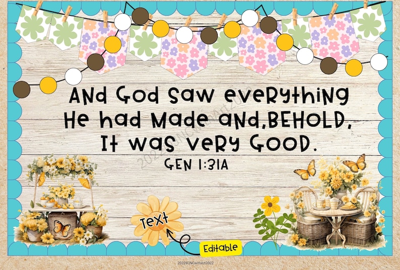 Spring Christian Bulletin Board Kit: Bible Verse Decor (printable) - Etsy