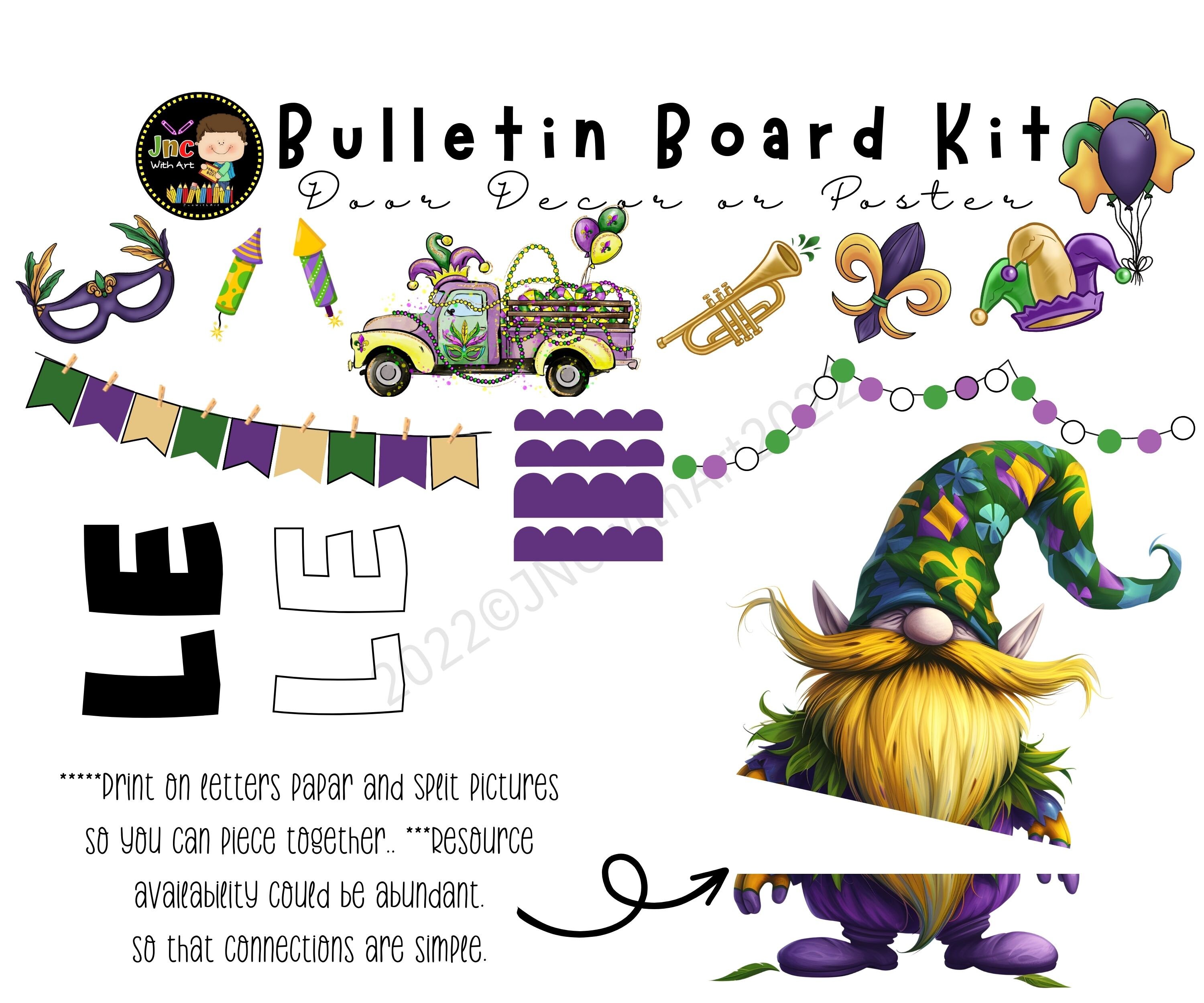 Mardi Gras Gnome Truck Bulletin Board Kit,let the Good Times Roll,door ...