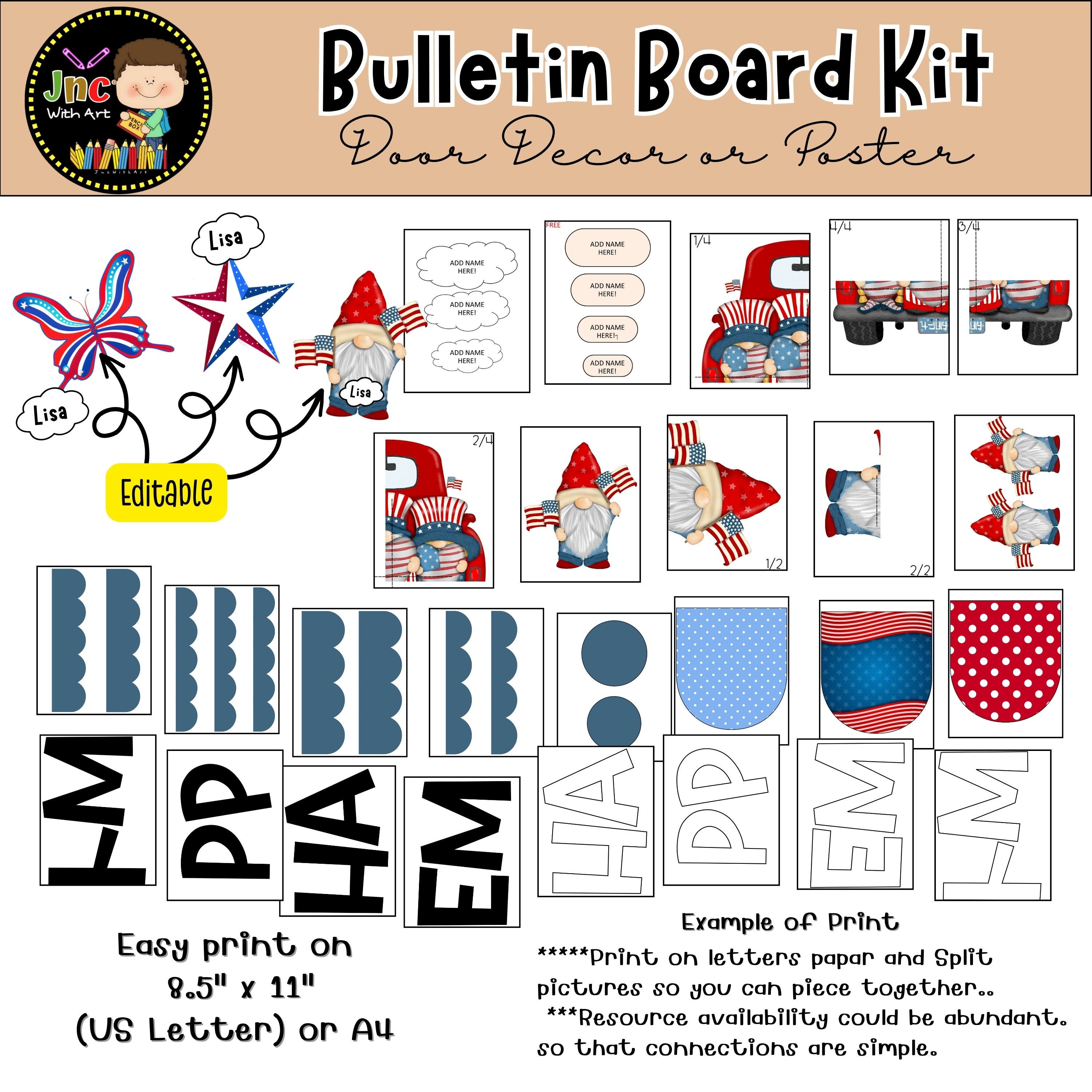 Memorial Day Gnomes Patriotic May Bulletin Board Kit Classroom Decor ...