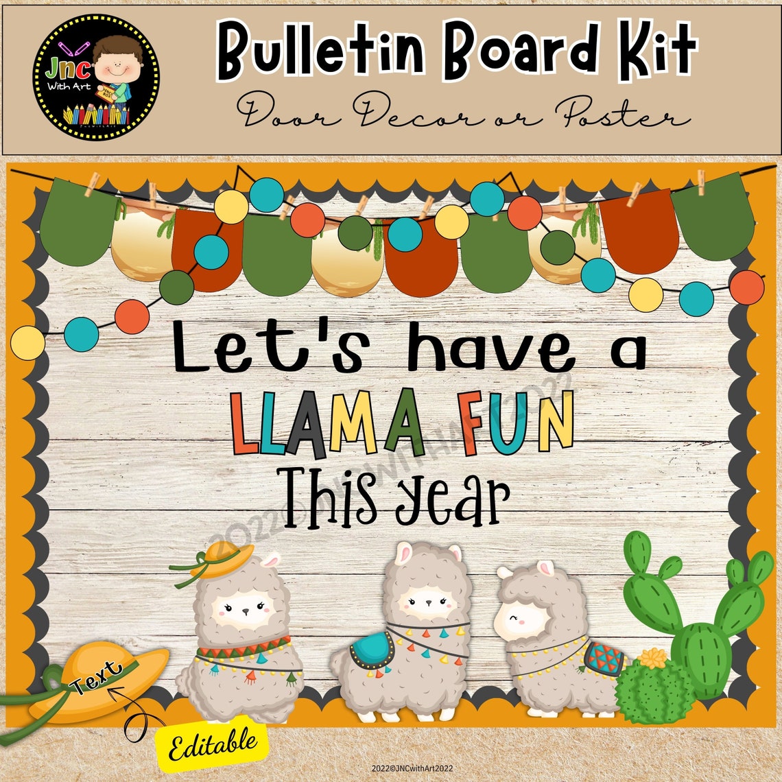 Back to School Llama Bulletin Board Kit Door Decor Editable - Etsy