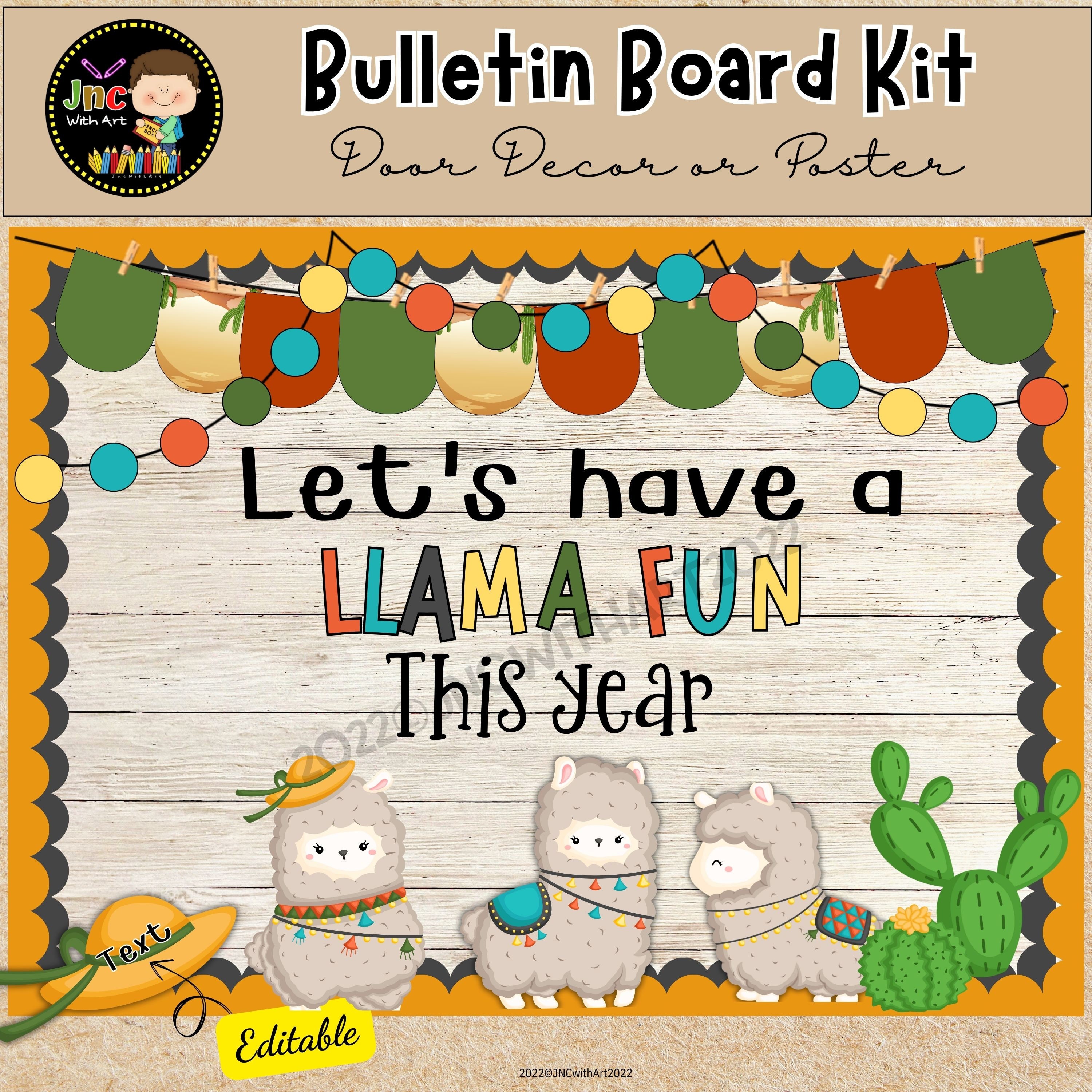 Back to School Llama Bulletin Board Kit Door Decor Editable - Etsy