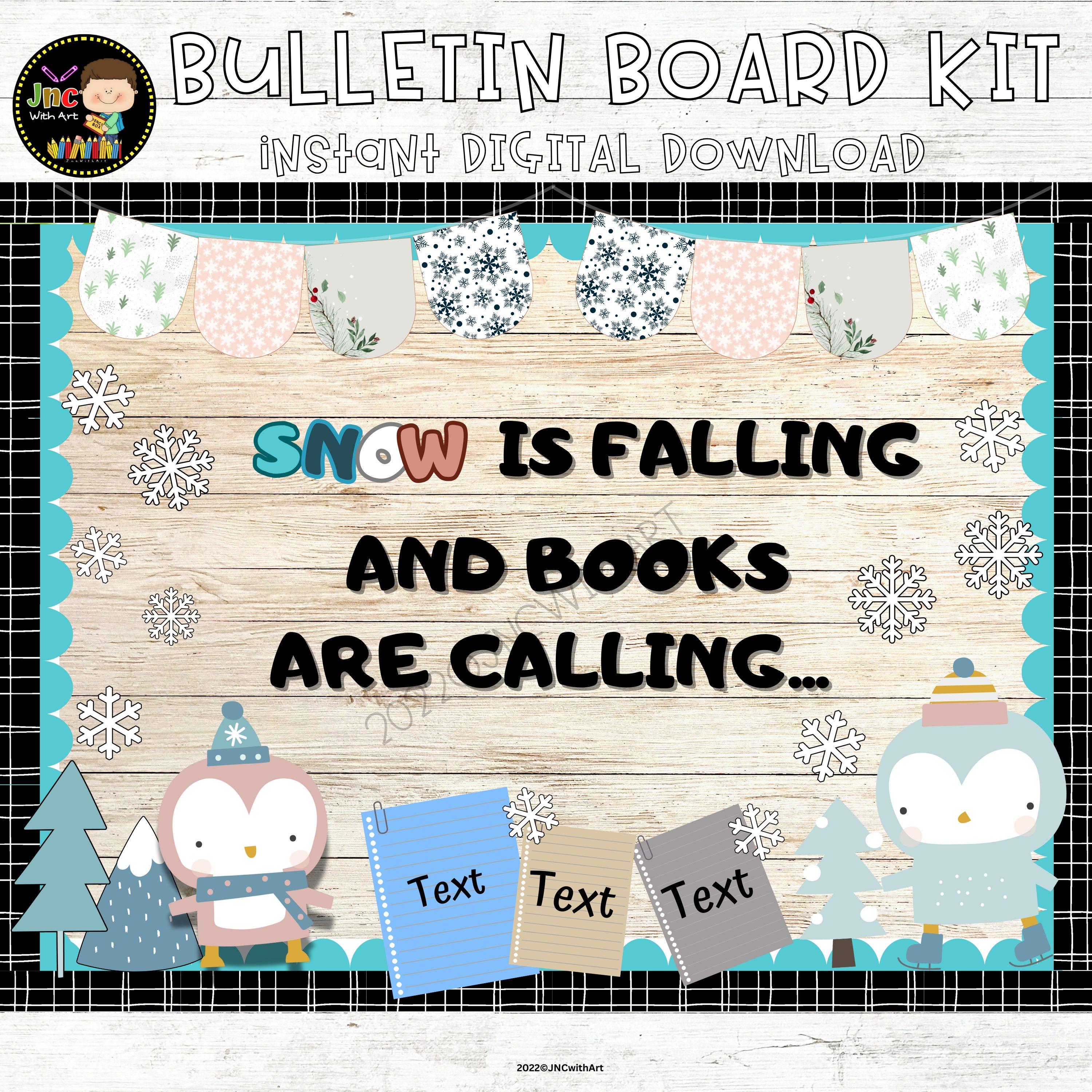 Winter Bulletin Board Kit Chill Out With a Good Book January Door Decor ...