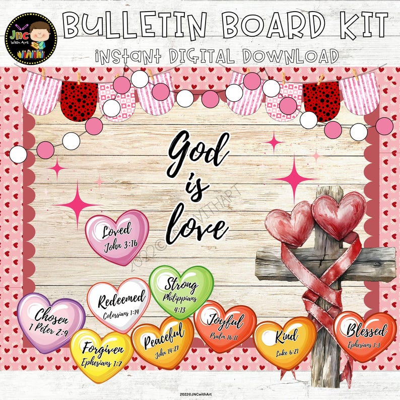 Valentine's Day Bulletin Board Kit God Says You Are February Christian ...