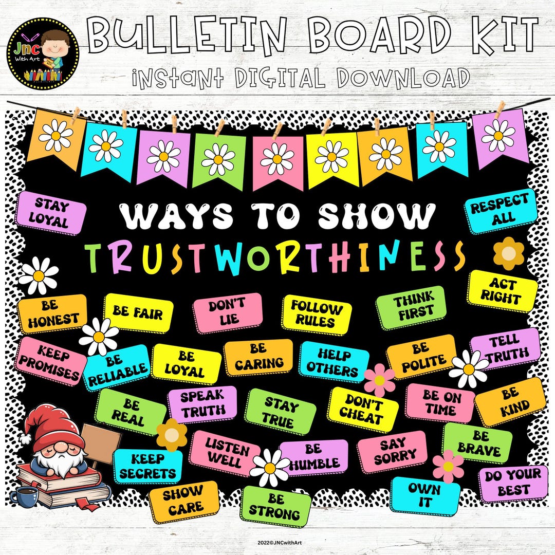 Trustworthiness Bulletin Board Kit | Character Trait Classroom Decor ...