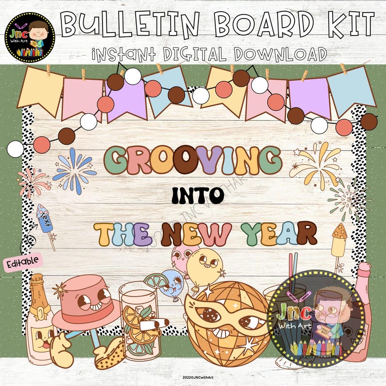 Groovin' Into the New Year 2026 Bulletin Board Kit | Classroom Door ...