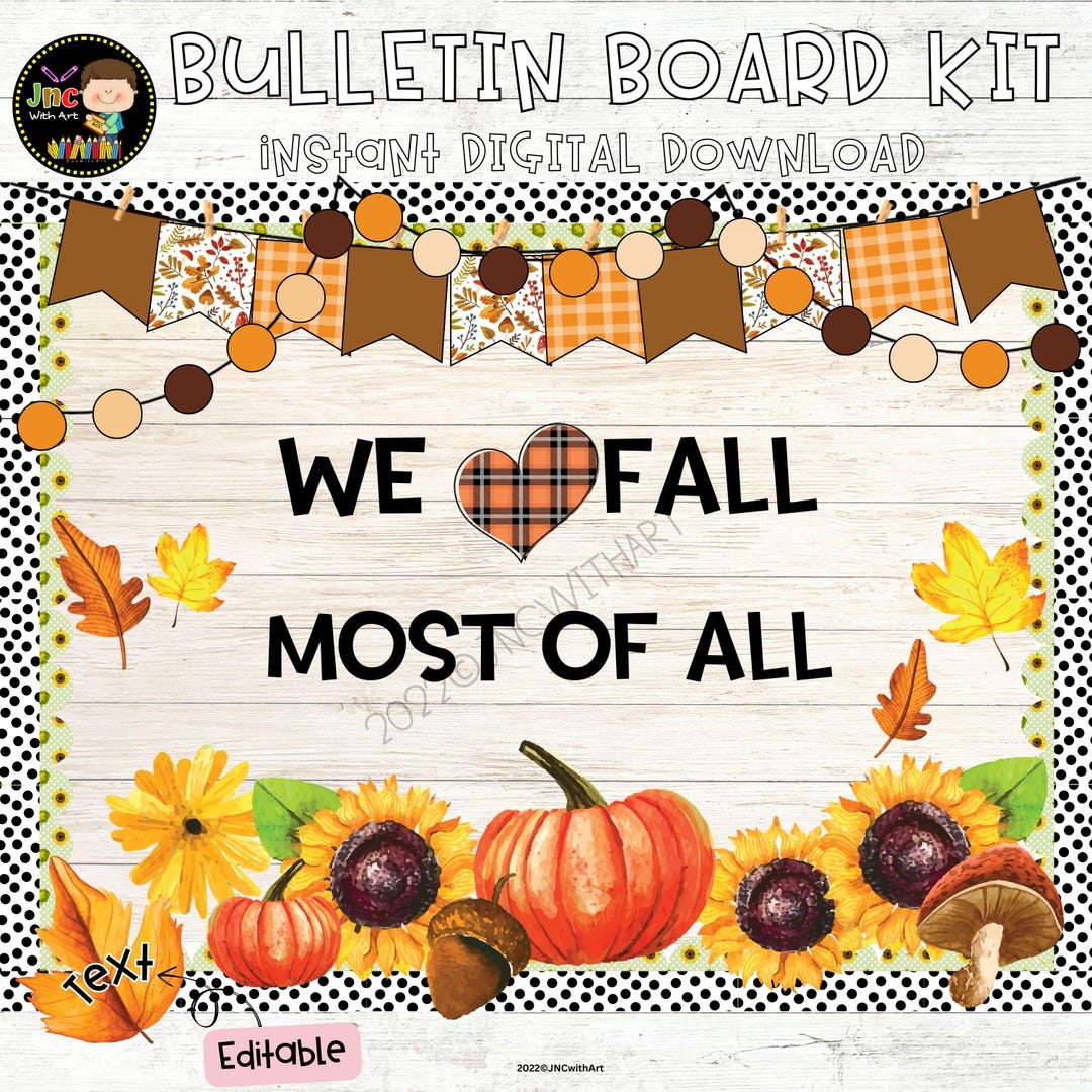 Fall Sunflowers Bulletin Board Kit Autumn Classroom Decor Editable - Etsy