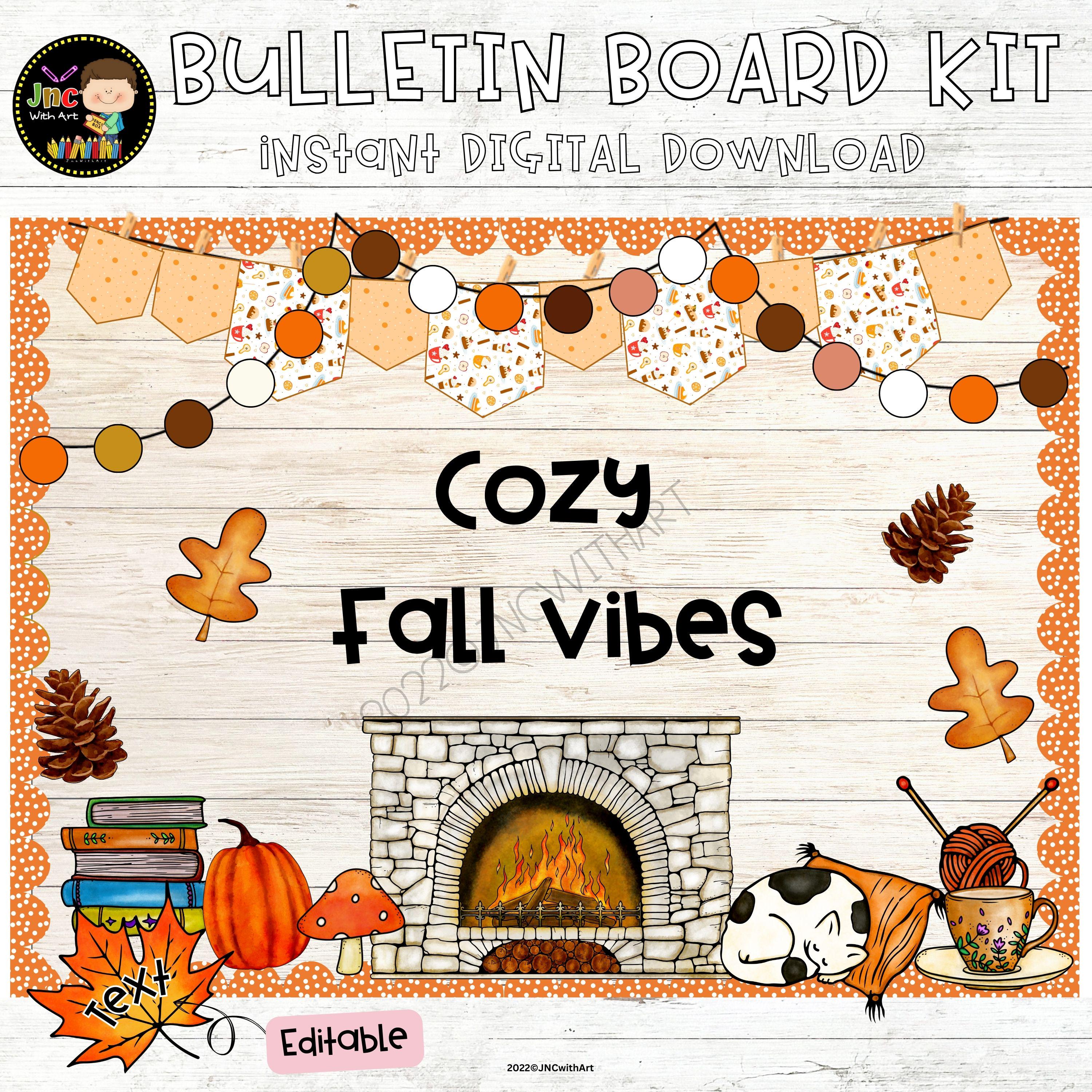 Cozy Fall Vibes Bulletin Board Kit Autumn Door Decot Easy Seasonal ...
