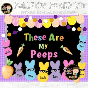 These Are My Peeps Easter Bulletin Board Kit Spring Door Decorations ...