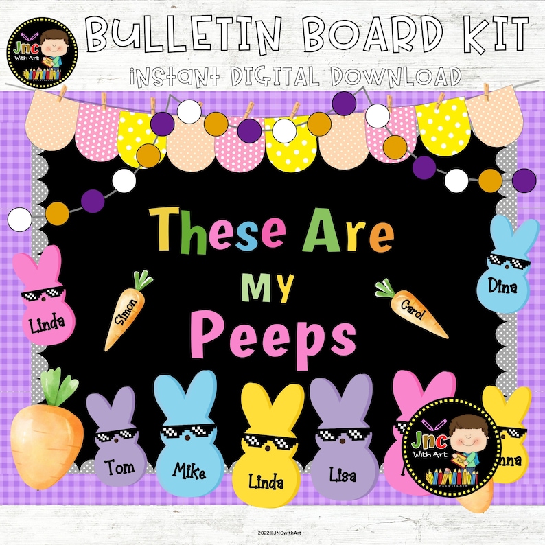 These Are My Peeps Easter Bulletin Board Kit Spring Door Decorations ...
