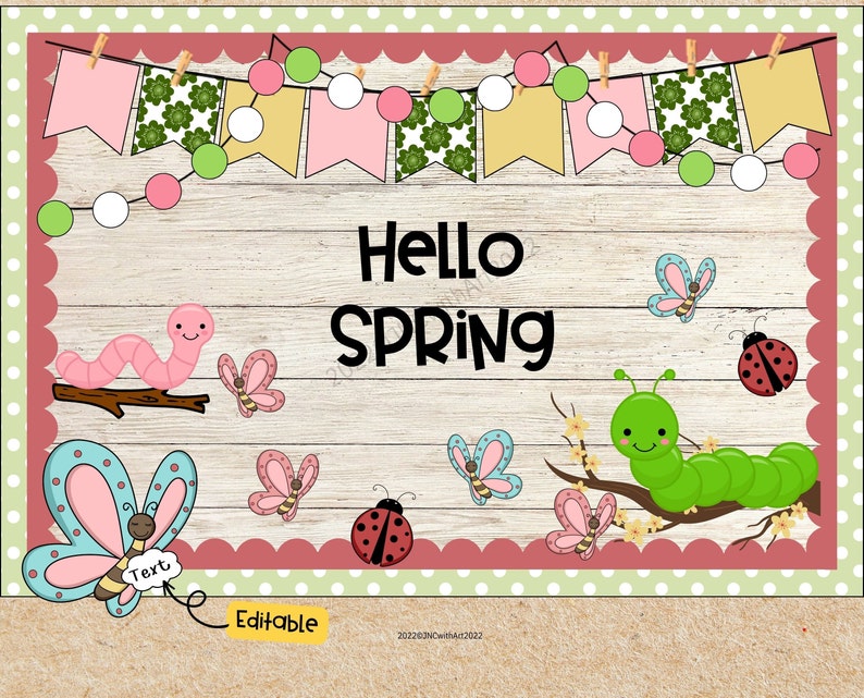 Spring Bulletin Board Kit Classroom Door Decor Inching Into Spring ...