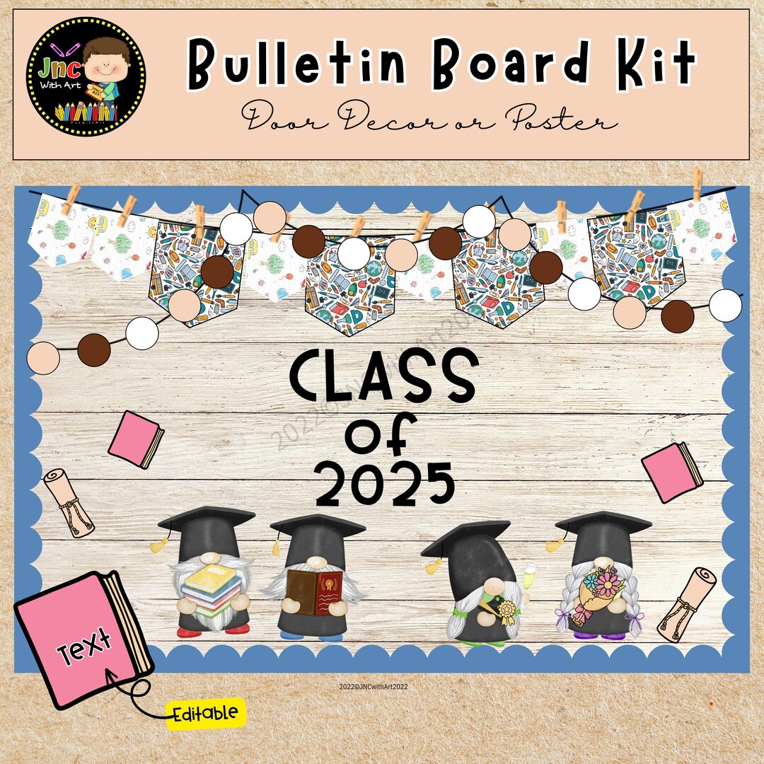 Graduation Bulletin Board Kit |class of 2024-29 | Graduating Gnomes ...