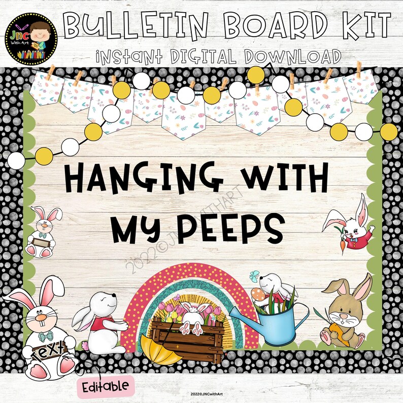 Peeps Easter Bulletin Board Kit: Editable Classroom Decor (digital ...