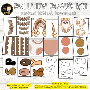 Boho Halloween Bulletin Board Kit Fall October Door Decor Spooky Season ...