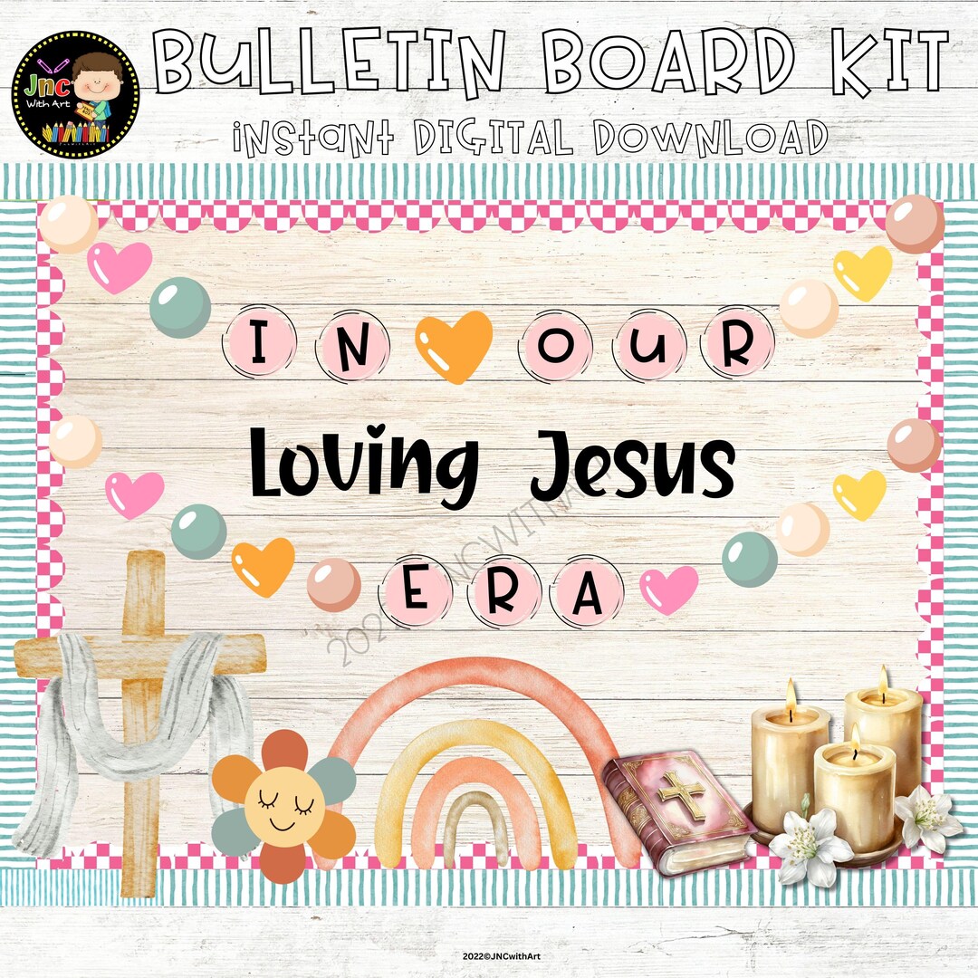In Our Loving Jesus Era Bulletin Board Christian Door Kit Bible Verse ...