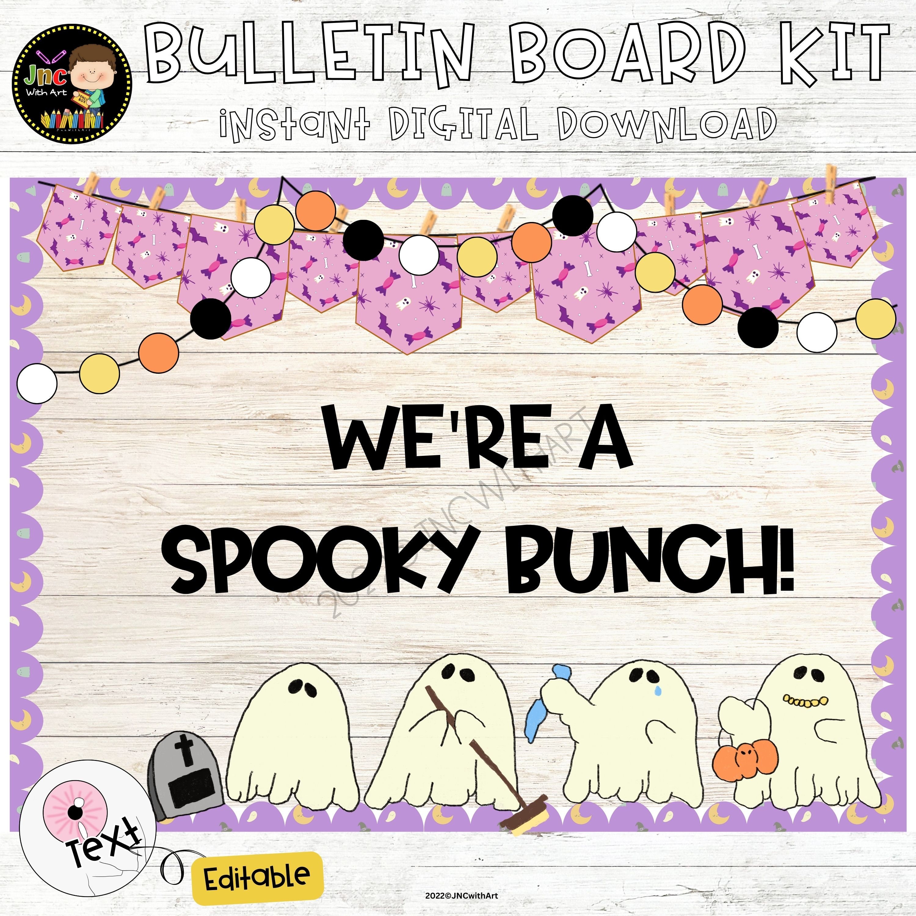 Spooky Halloween Bulletin Board Kit October Door Decor Editable - Etsy