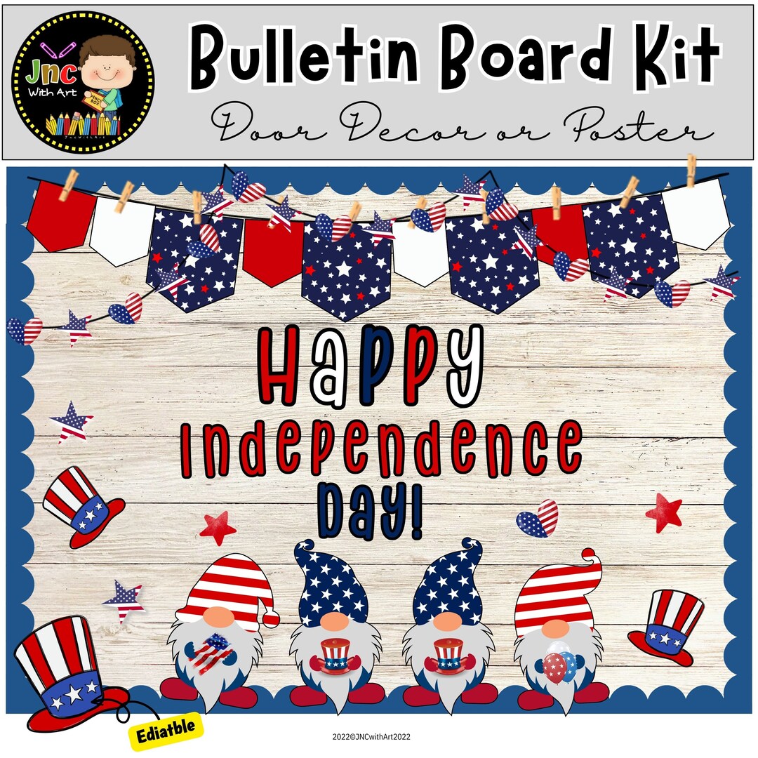 July 4th Gnomes Independence Day Bulletin Board, Door Decor, Patriots ...