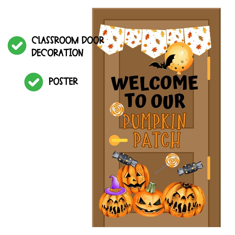 Halloween Gnomes Bulletin Board Kit Pumpkins Oct Door Decoration ...