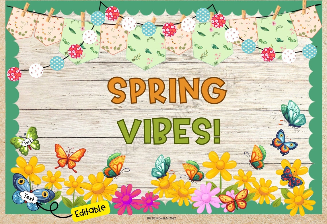 Spring Bulletin Board Kit, Butterfly Classroom Door Decor, April ...