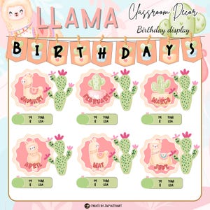 Birthday Bulletin Board Kit Birthday Chart LLAMA Themed | Editable - Etsy