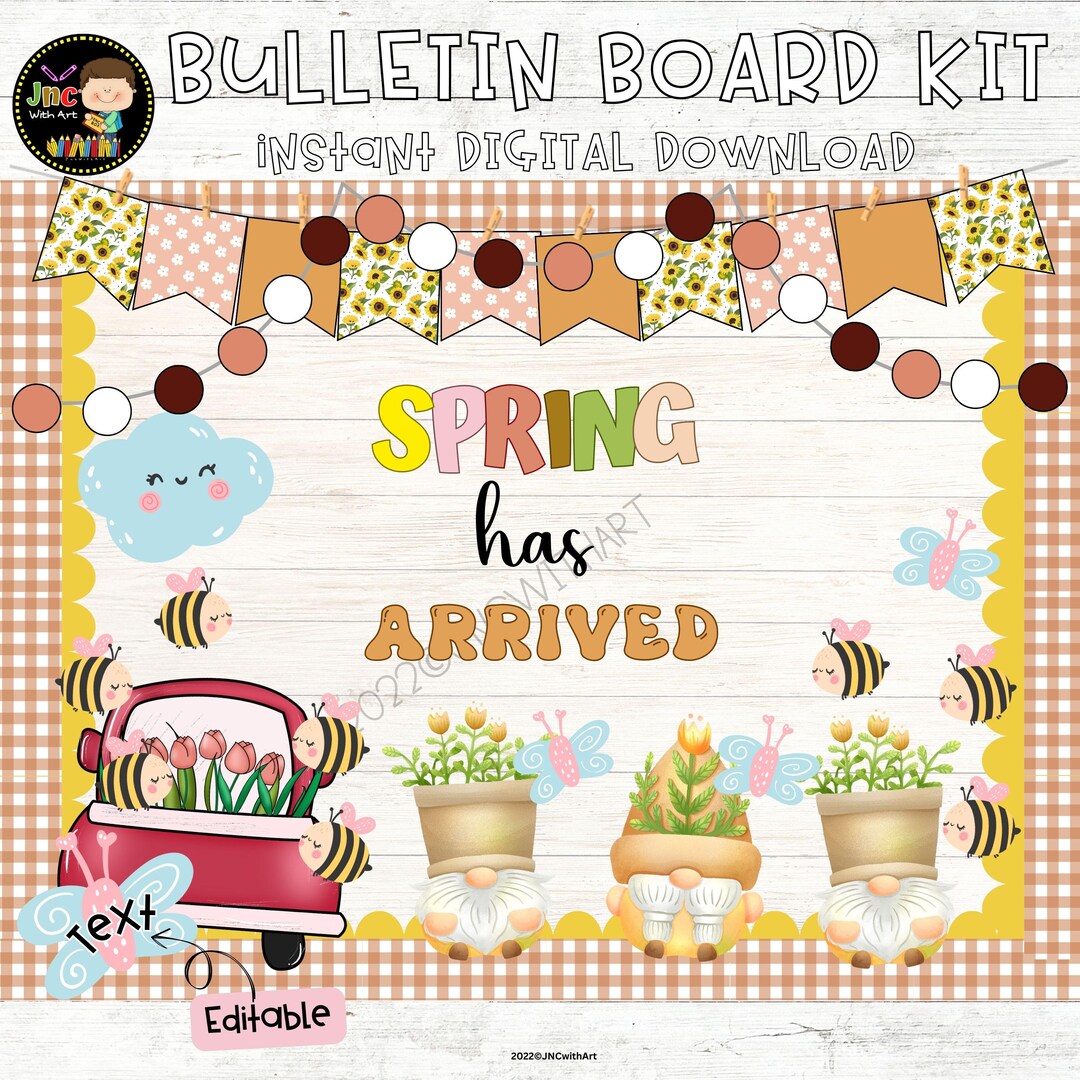 Spring Has Arrived Gnome Bulletin Board Kit Classroom Decor Door Kit ...