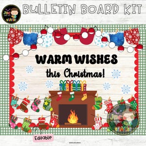 Christmas Warm Wishes Bulletin Board Kit Door Decor Stocking December ...
