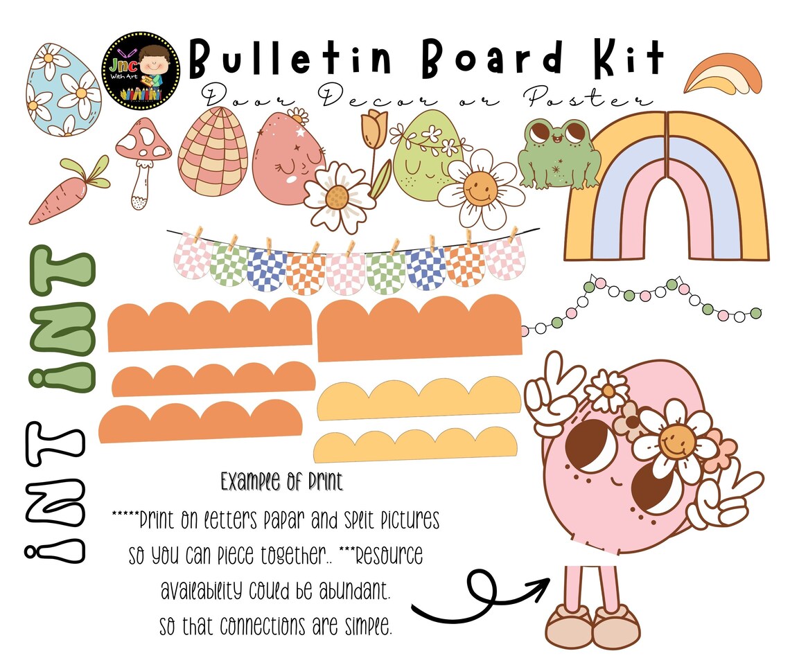 Groovy Spring Bulletin Board Kit,spring Theme,april Door Decor,editable ...