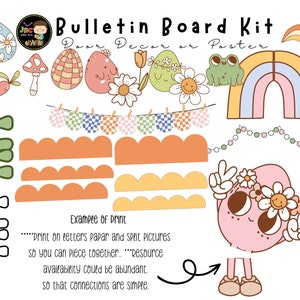 Groovy Spring Bulletin Board Kit,spring Theme,april Door Decor,editable ...