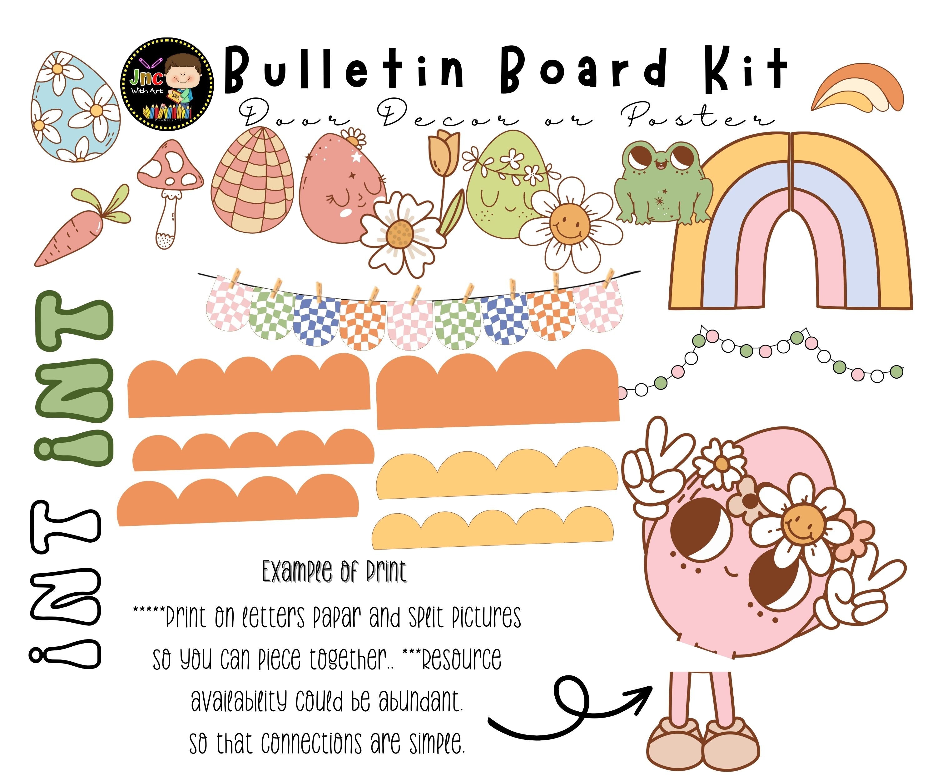 Groovy Spring Bulletin Board Kit,spring Theme,april Door Decor,editable ...