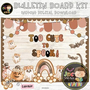 Boho Halloween Bulletin Board Kit Fall October Door Decor Spooky Season ...