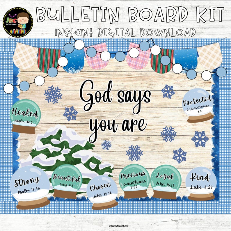 God Says You Are Snowball Winter Bulletin Board Kit Bible Verse ...