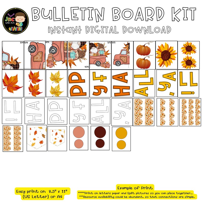 Fall Truck Gnome Bulletin Board for School, Autumn Door Decoration Kit ...