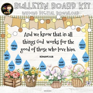 Spring Bulletin Board Church Bible Verse Christian Raindrop Themed ...