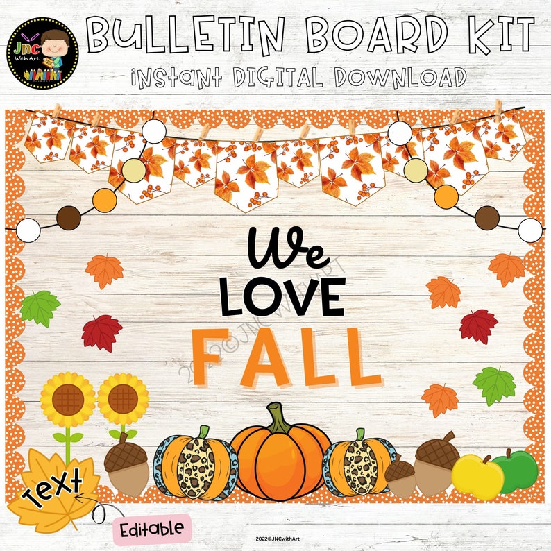 Fall Bulletin Board Kit Autumn Door Decor September Editable - Etsy