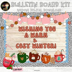 Hot Cocoa Bulletin Board Kit Winter Door Decor Editable - Etsy